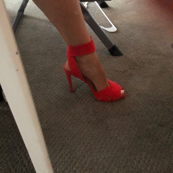Zara | Shoes | Zara Red Heels With Wrap Around Ankle Strap | Poshmark